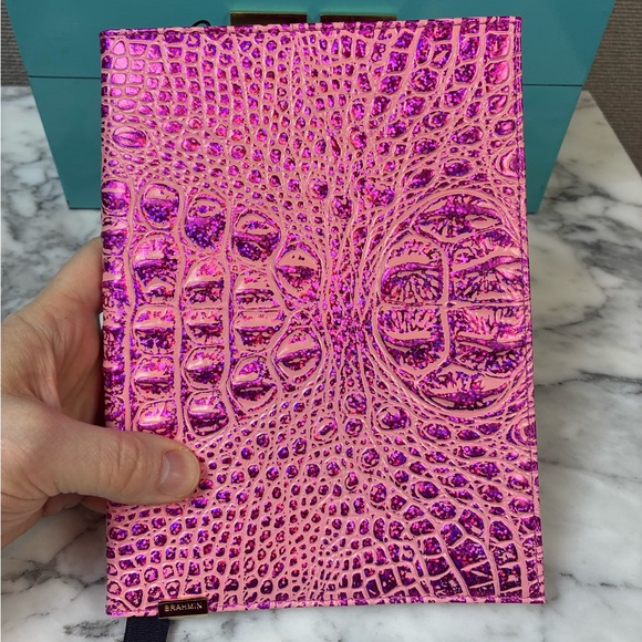Brahmin | Office | Brahmin Empower Pink Croc Embossed Leather Notebook ...